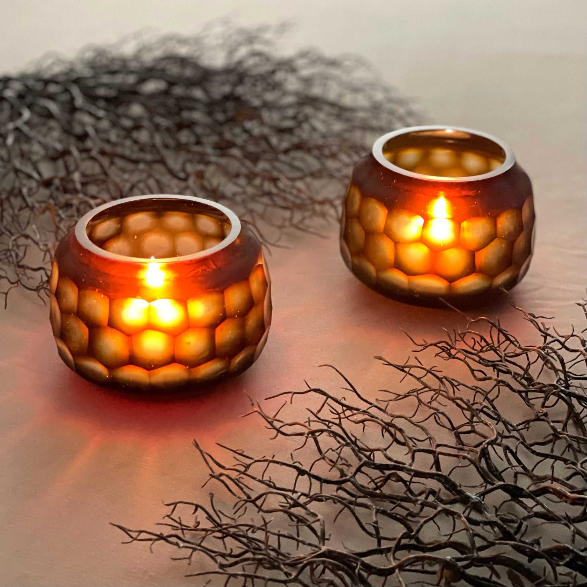 Ember Glow Textured Glass Votive (Set of 2)